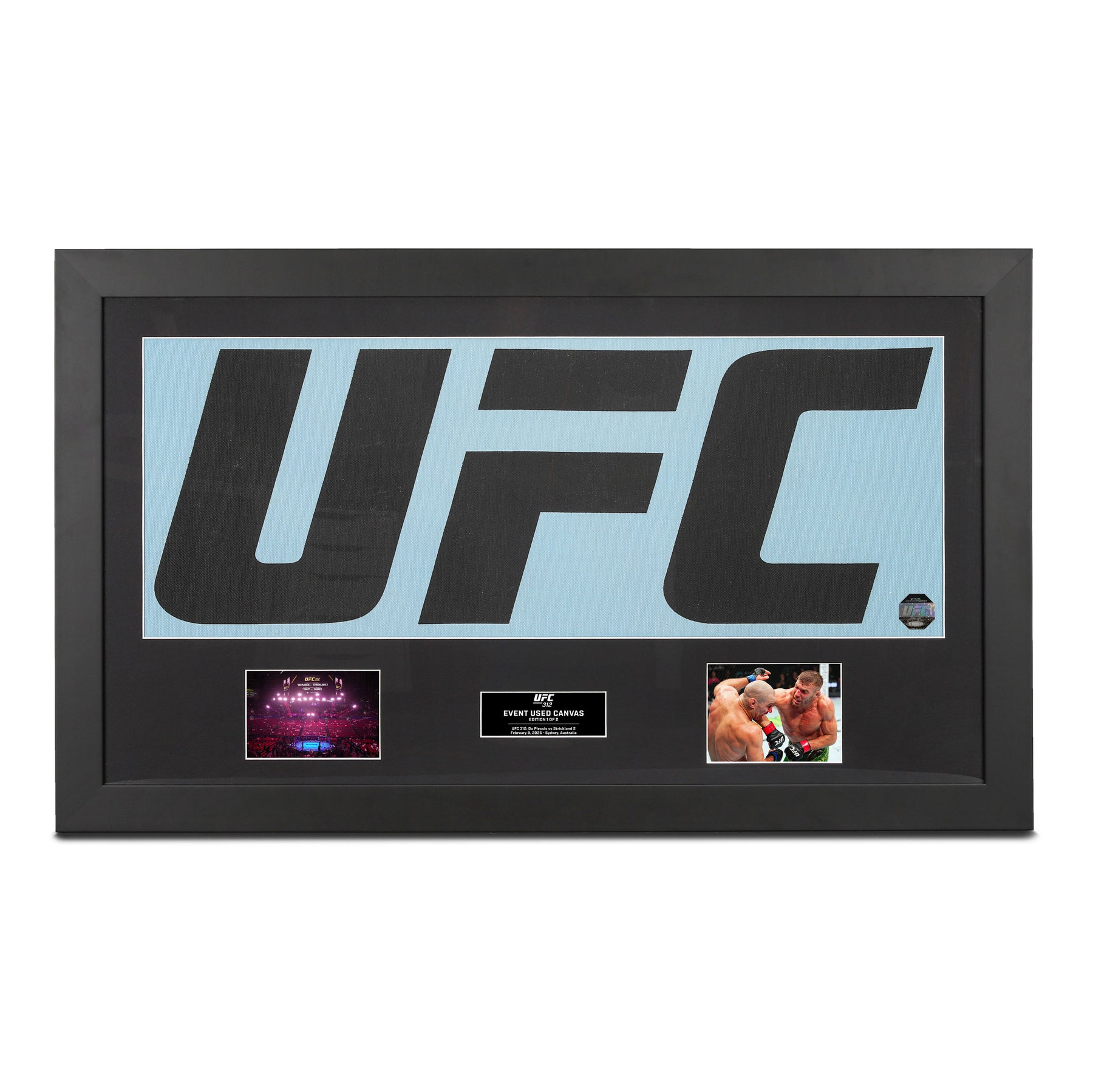 Framed UFC Logos Cut from Real Octagon Canvases | UFC Collectibles