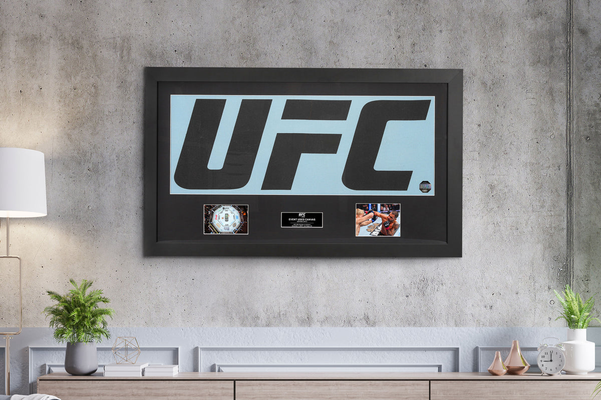 Framed UFC Logos Cut from Real Octagon Canvases | UFC Collectibles