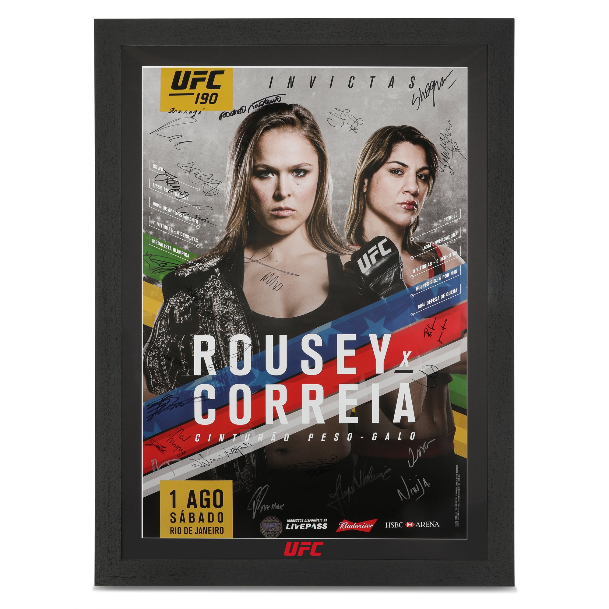 UFC 190: Rousey vs Correia Autographed Event Poster